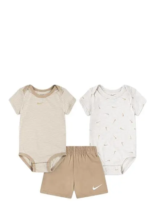 Nike Stripe Swooshfetti 2-pack Bodysuits & Shorts Set - Hemp