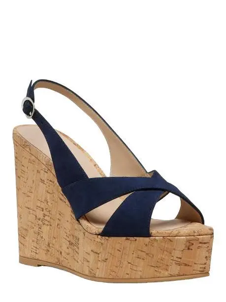 STUART WEITZMAN Dayna Slingback Platform Wedge Sandal - Nice Blue