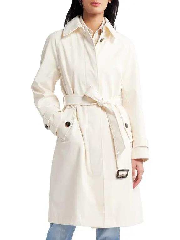 Bcbgmaxazria Water Resistant Belted Trench Coat - Bone