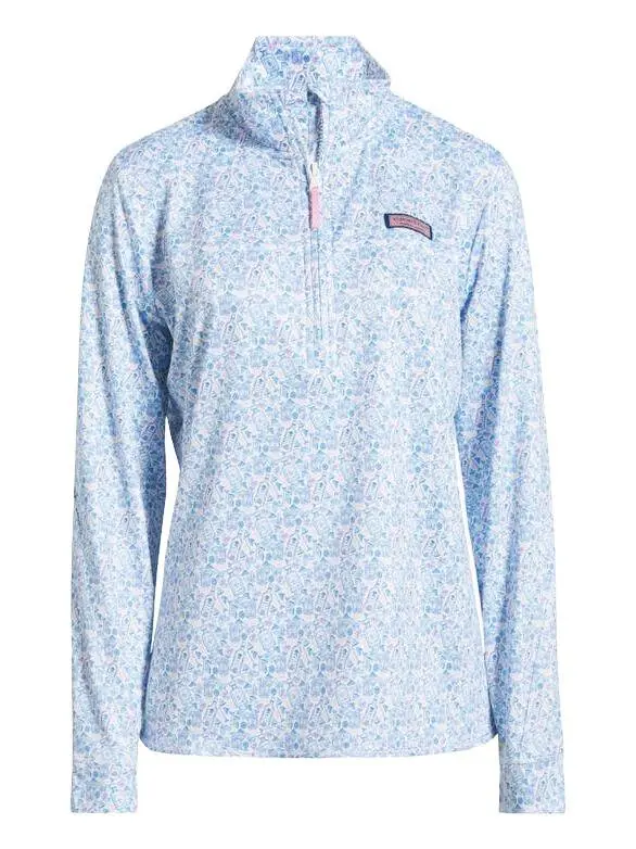Vineyard Vines Sankaty Shep Quarter Zip Pullover - Mai Tai Toss - White
