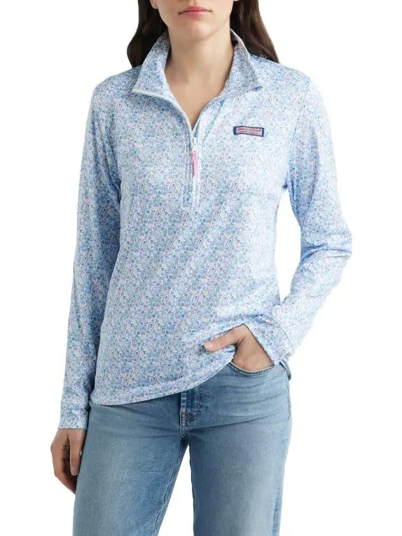 Vineyard Vines Sankaty Shep Quarter Zip Pullover - Mai Tai Toss - White