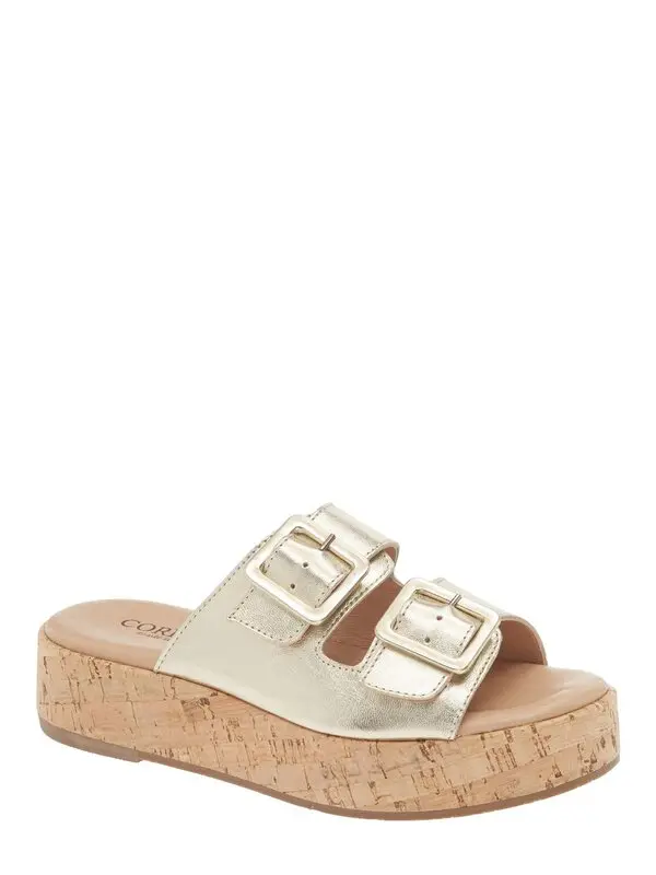 Cordani Karson Platform Slide Sandal - Soft Gold