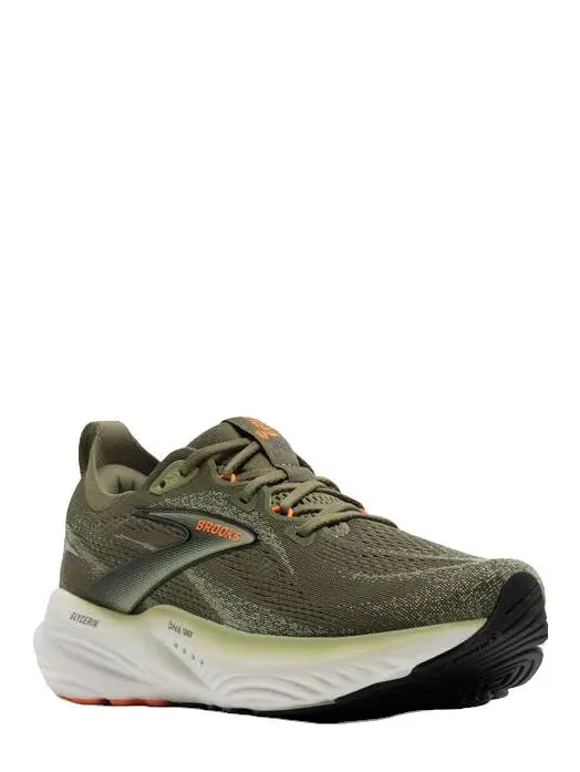 Brooks Glycerin 22 Lace-up Athletic Sneakers - Dusty Olive/tea/orange