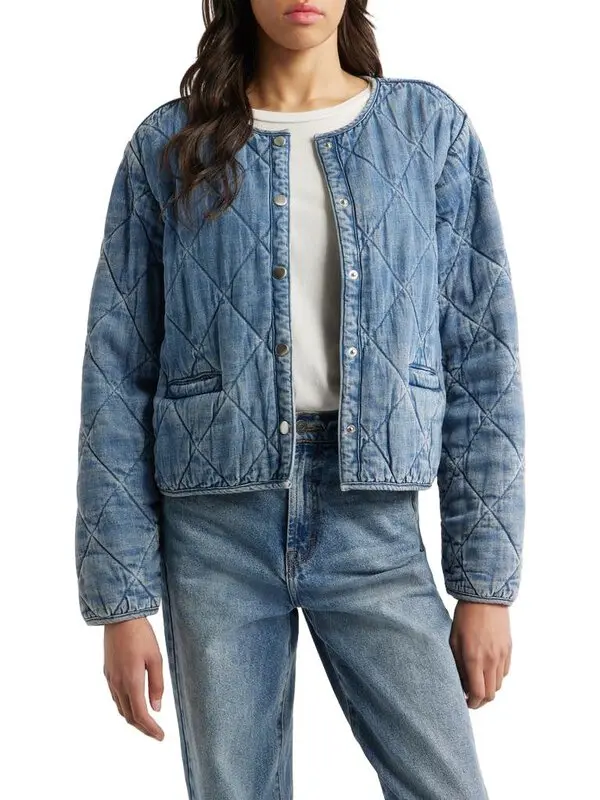 Rails Ency Quilted Denim Jacket - Mid Blue