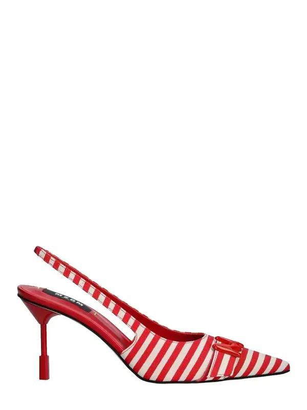 MSGM 90mm Striped Pumps - Red