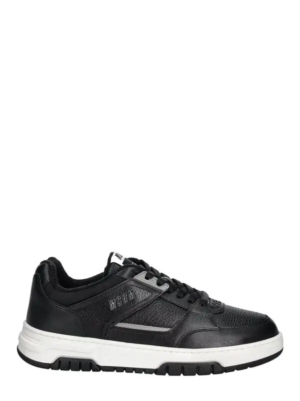 MSGM Panelled Leather Sneakers - Black