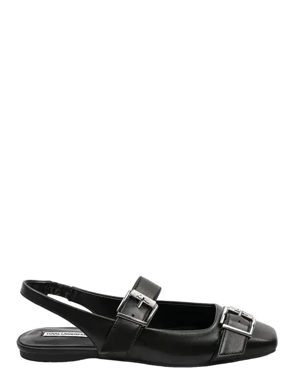 Karl Lagerfeld Leather Ballerinas - Black