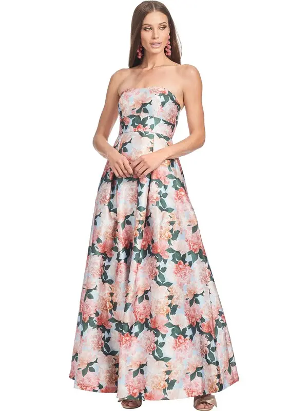 Sachin & Babi Giovanna Printed Gown - Peach Peonies