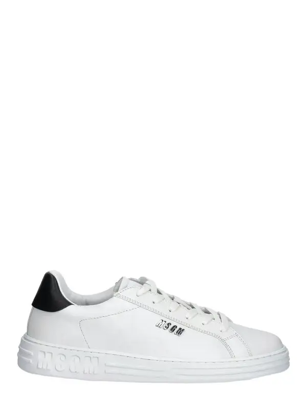 MSGM Logo-plaque Leather Sneakers - White