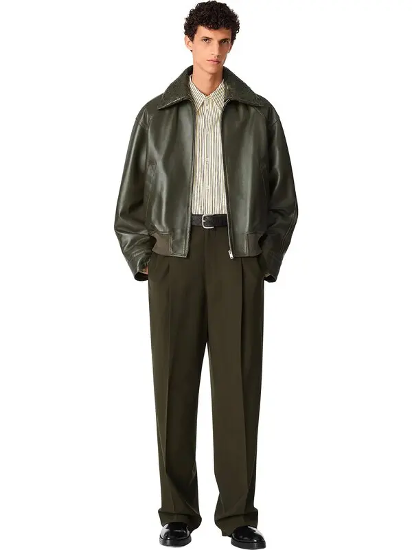 Bottega Veneta Leather Blouson - Dark Forest