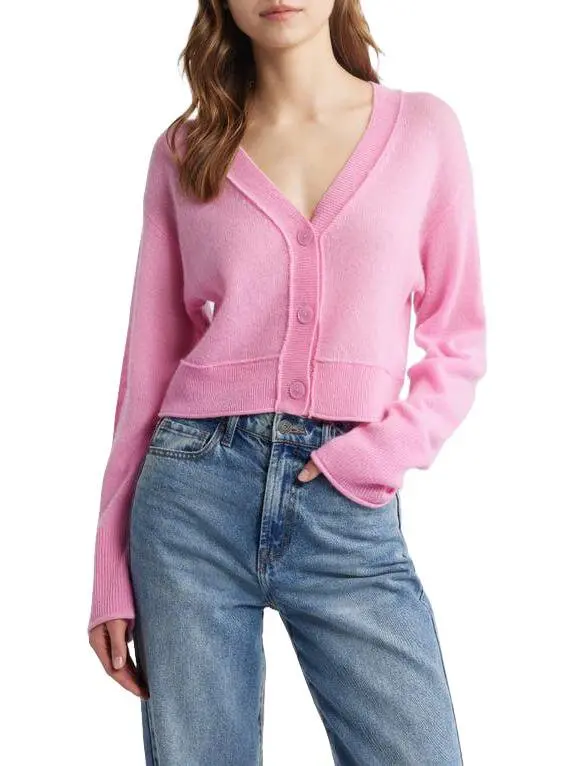 LoveShackFancy Lawrence Cashmere Crop Cardigan - Sunset Pink