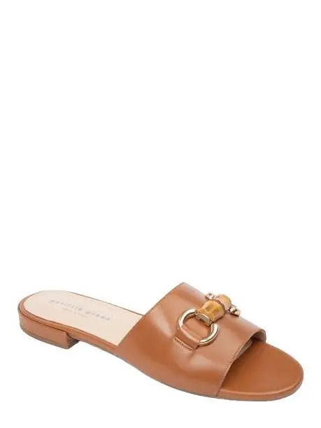 PATRICIA GREEN Charlie Leather Slide Sandal - Cognac Leather