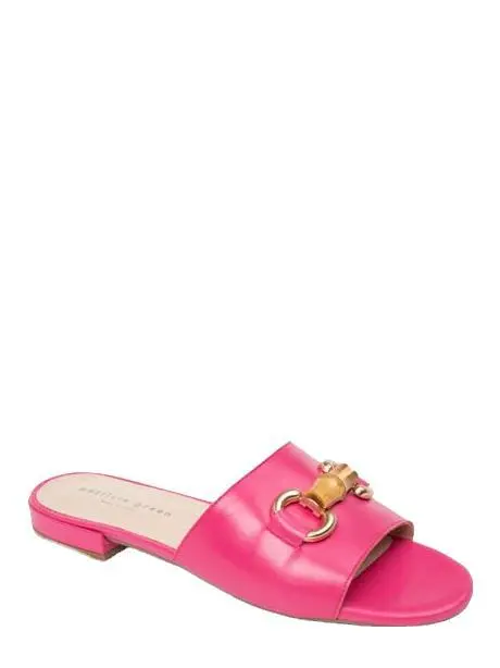 PATRICIA GREEN Charlie Leather Slide Sandal - Hot Pink Leather
