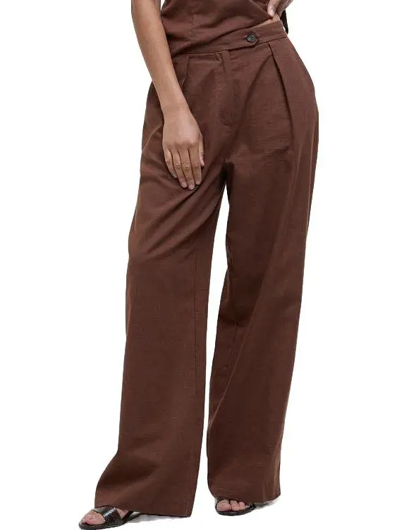 Barbour Lucy Pleated High-waist Cotton & Linen Pants - Walnut
