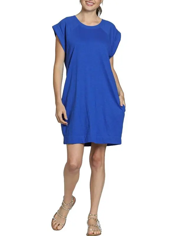 APNY Raglan Cap Sleeve Cotton Shift Dress - Dazzling Blue