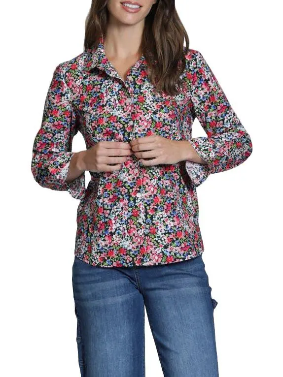APNY Classic Floral Button-up Shirt - Red Blue Multi