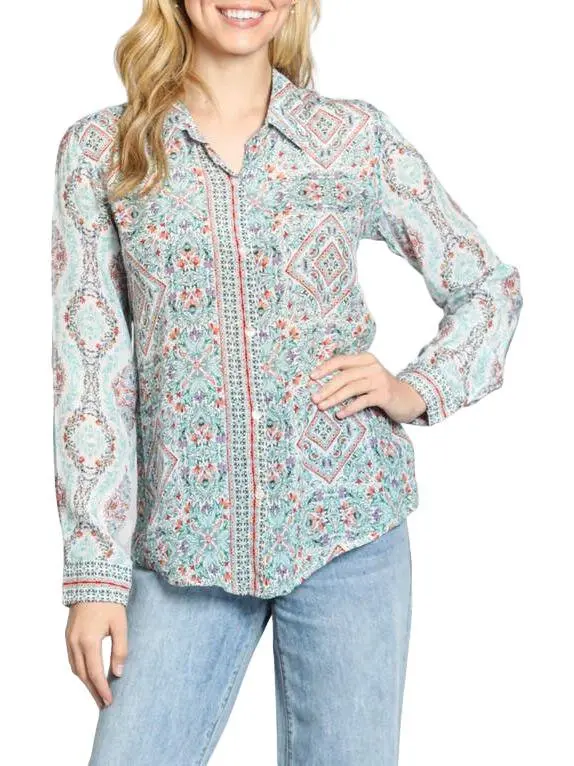 APNY Printed Button-up Shirt - Green Multi