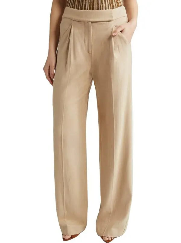 Veronica Beard Marbeau Wide-leg Pants - Stone Khaki