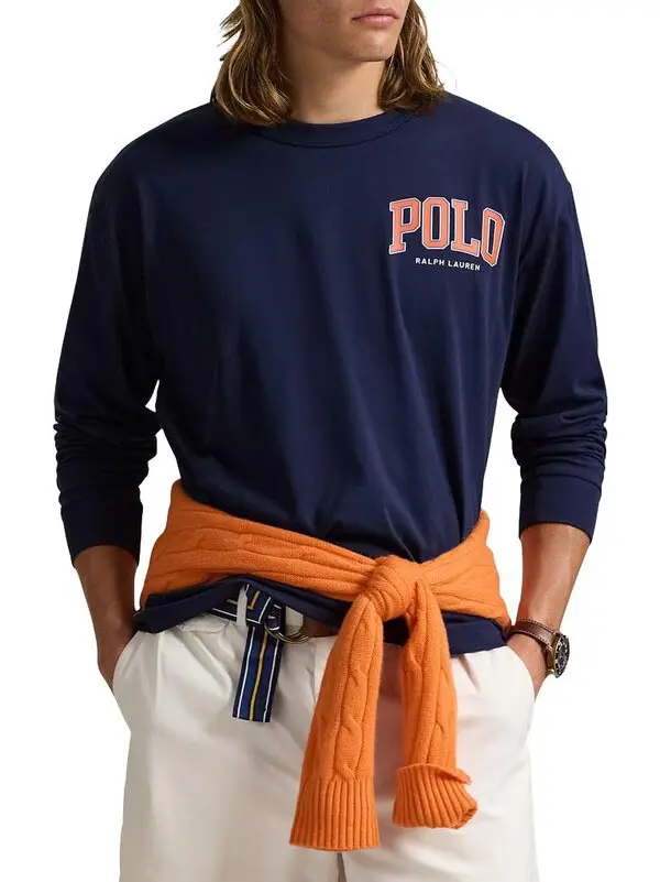 Polo Ralph Lauren Big & Tall Logo Jersey Long-sleeve T-shirt - Cruise Navy