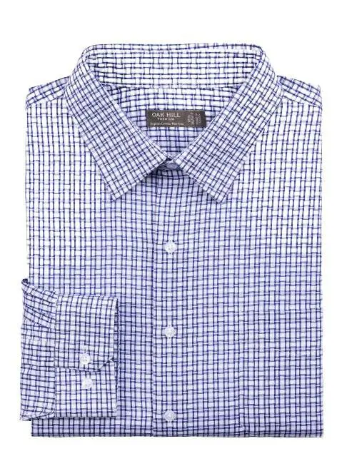 OAK HILL PREMIUM BY DXL Big & Tall Textured Link Dress Shirt - Navy
