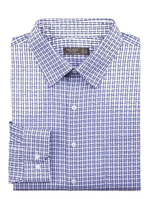 OAK HILL PREMIUM BY DXL Big & Tall Textured Link Dress Shirt - Navy