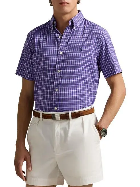 Polo Ralph Lauren Big & Tall Performance Twill Sport Shirt - Purple White Multi