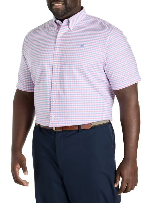 Brooks Brothers Big & Tall Non-iron Gingham Sport Shirt - Pink Blue Ging