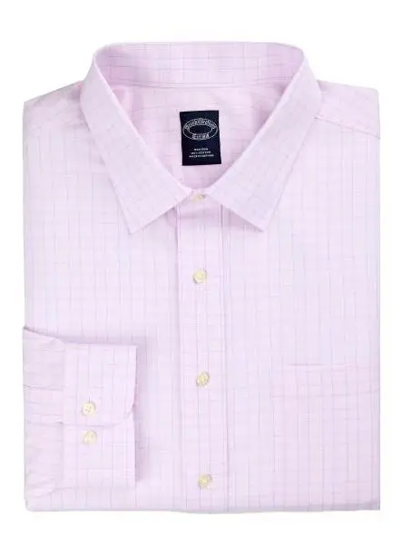 B+T ESSENTIALS FIT BY DXL Big & Tall Non-iron Glen Plaid Dress Shirt - Pink