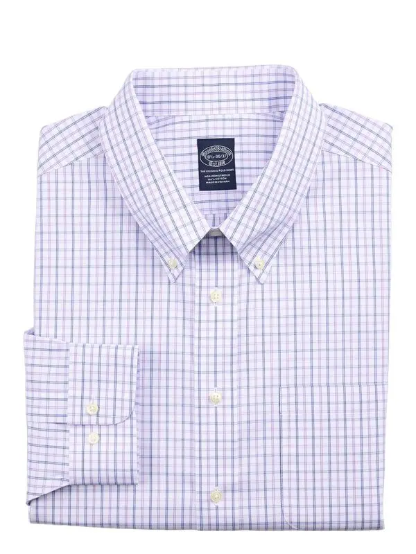 Brooks Brothers Big & Tall Non-iron Tattersall Check Dress Shirt - Purple