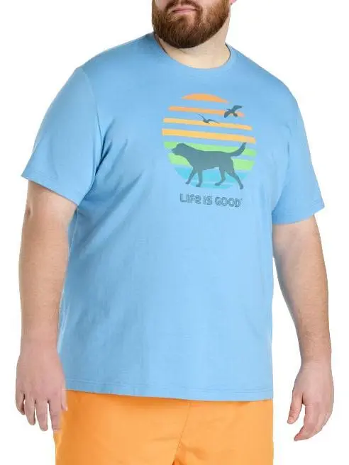 LIFE IS GOOD Big & Tall Dog Sunset Graphic Tee - Cool Blue