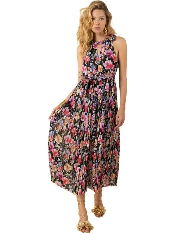 Hale Bob Chelsea Chiffon Pleated Dress - Black