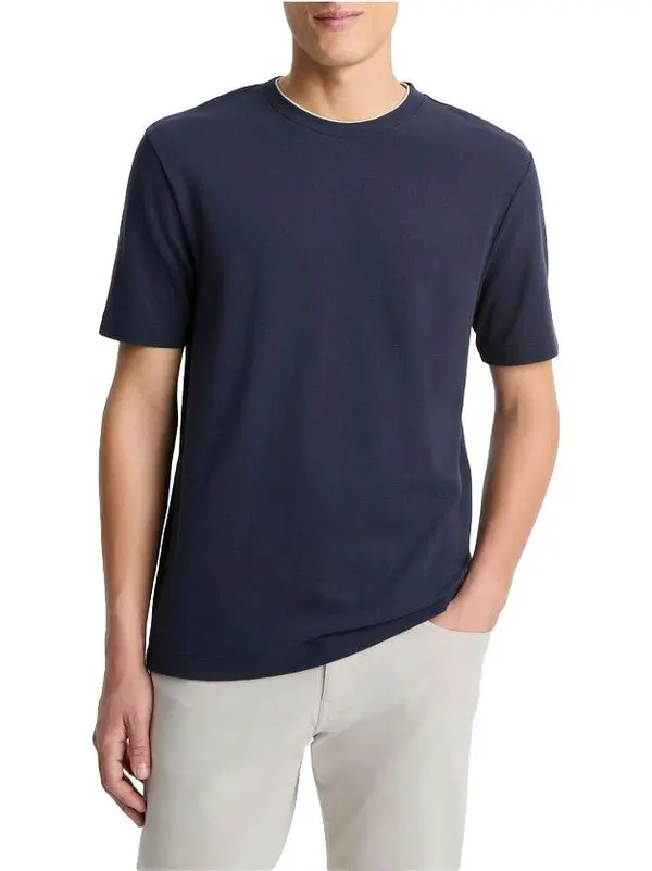 Vince Double-neck Pima Cotton T-shirt - Blue
