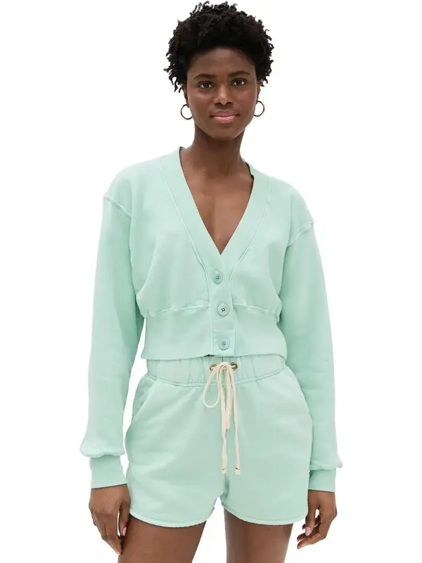 LES TIEN Diana Crop Cardigan - Pistachio Stone