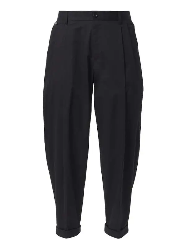 Dolce & Gabbana Cotton-blend Tapered Trousers - Black