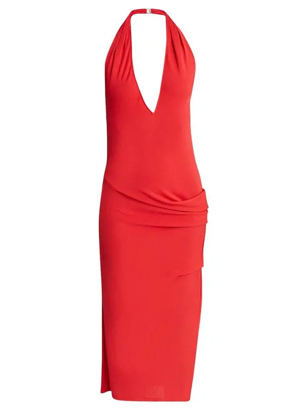 Jacquemus Pasadena Gathered Halter Midi Dress - Red