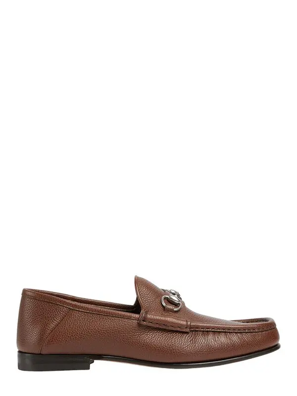 Gucci Horsebit 1953 Grained Leather Loafers - Brownie