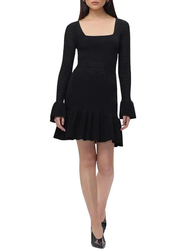 Herve Leger Colette Ruffle Mini Dress - Black