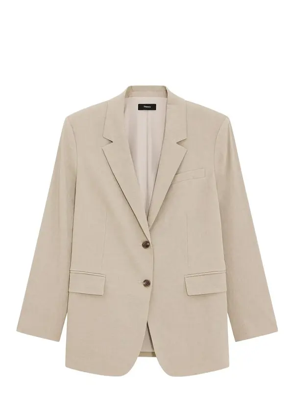 Theory Oversized Crunch Linen Blazer - Soft Taupe