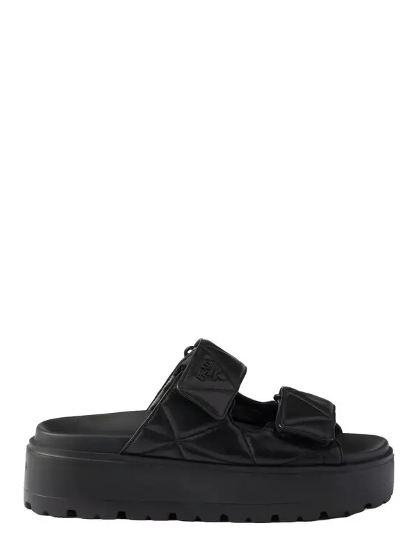 Prada 45mm Leather Slides - Black