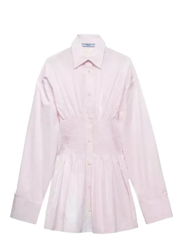 Prada Smocked-waist Poplin Shirt - Pink