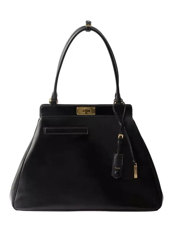 Prada Large Leather Tote Bag - Black