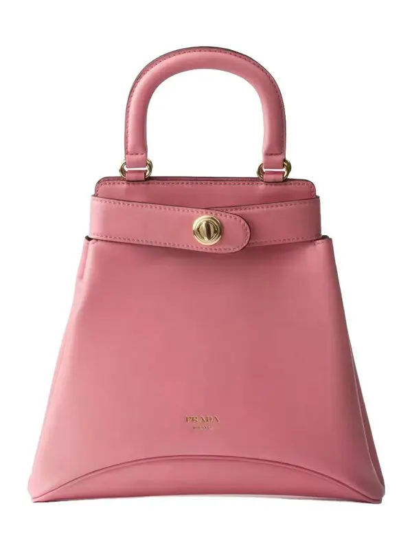 Prada Logo-stamp Leather Tote - Pink