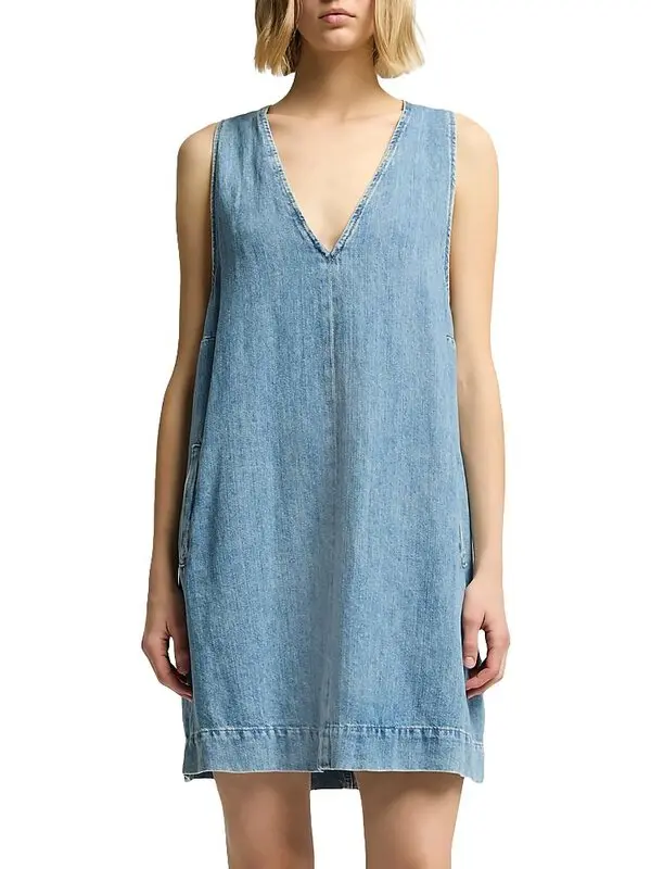 7 For All Mankind V-neck Denim Shift Dress - Arizona