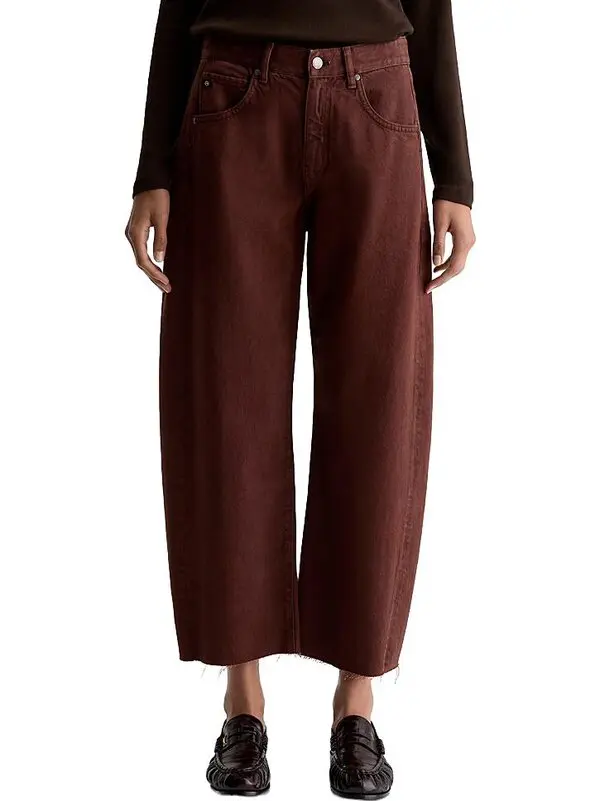 Ag Hattie High-rise Cropped Barrel Jeans - Chestnut