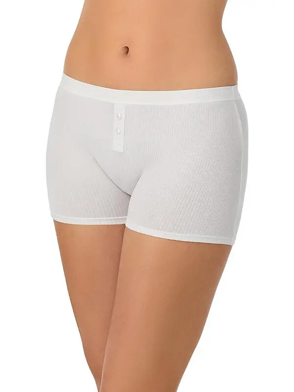 ON GOSSAMER On Gassamer Cabana Cotton Rib Boxer Shorts - White