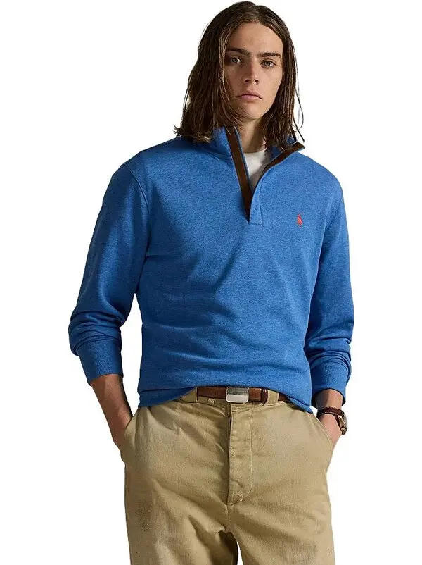 Polo Ralph Lauren Long Sleeve Quarter Zip Pullover - Light Blue