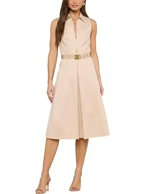 L'Agence Kylo Belted Shirt Dress - Biscuit