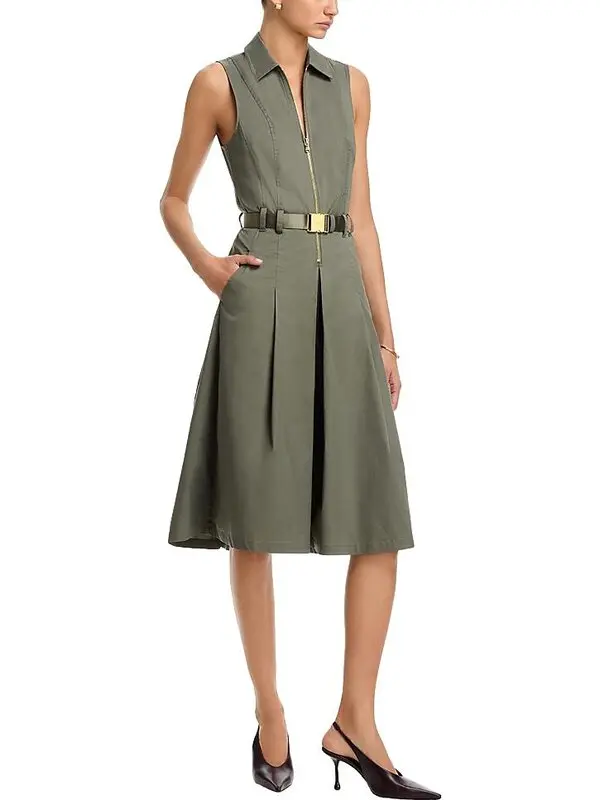 L'Agence Kylo Belted Shirt Dress - Smokey Olive