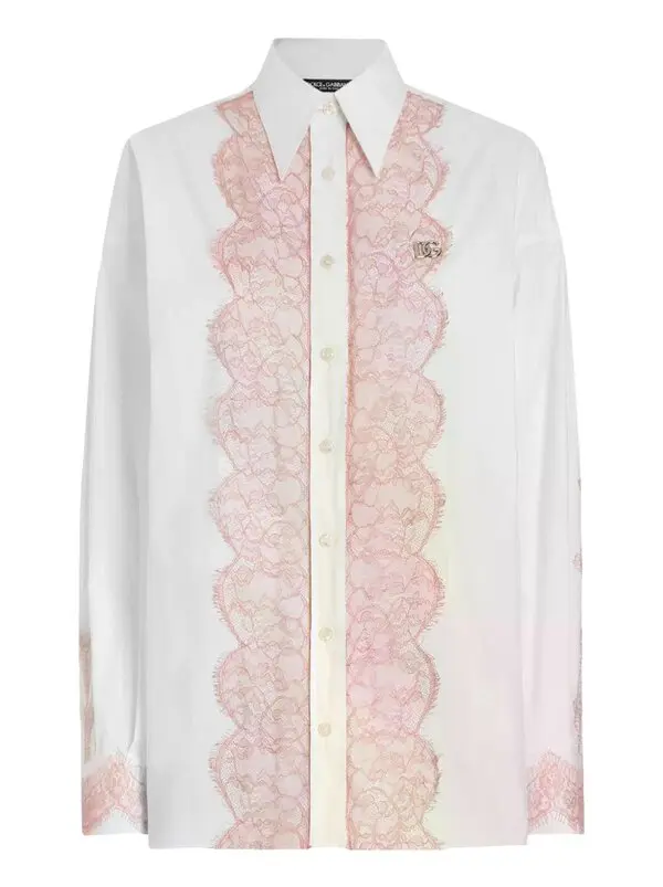 Dolce & Gabbana Lace-trimmed Shirt - White
