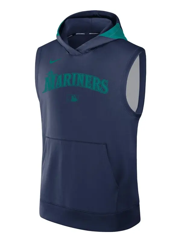 Nike Seattle Mariners Authentic Collection Dri-fit Mlb Sleeveless Pullover Hoodie - Blue